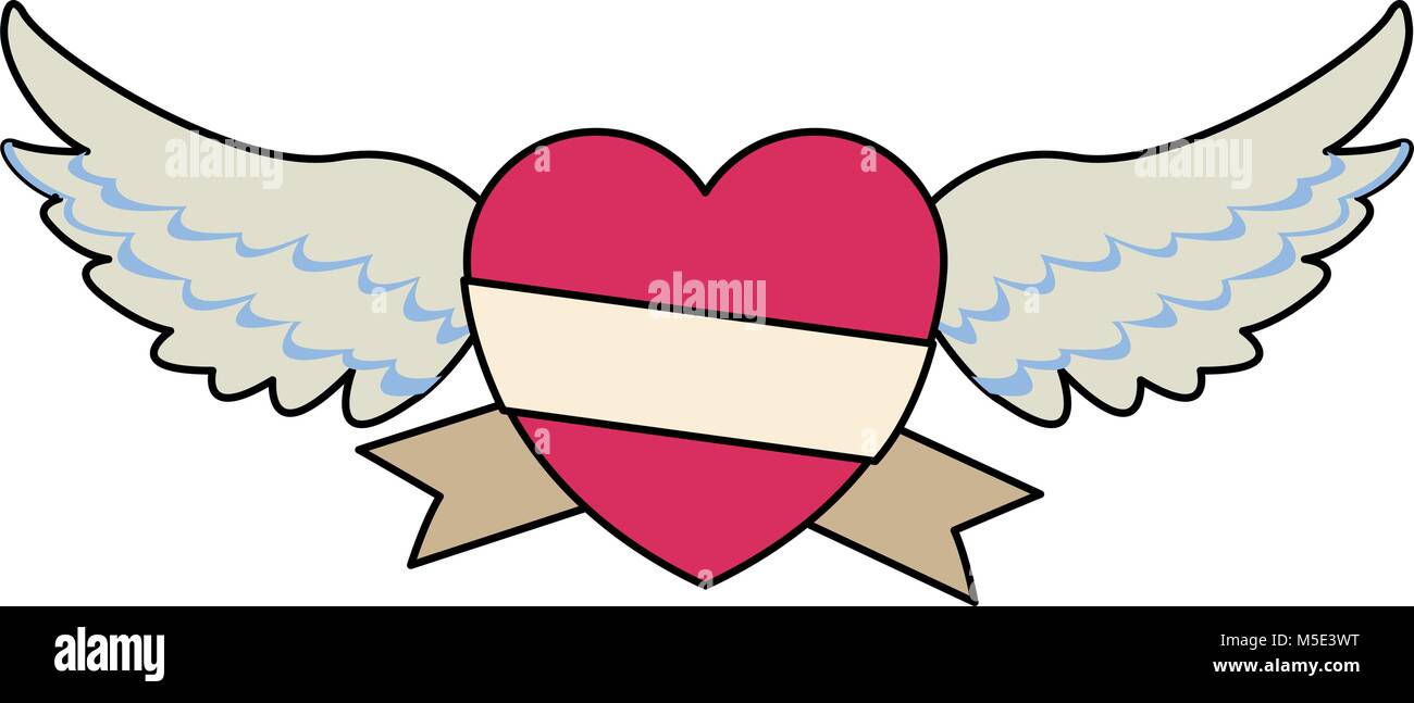 Heart with wings and ribbon banner Stock Vector Image & Art - Alamy