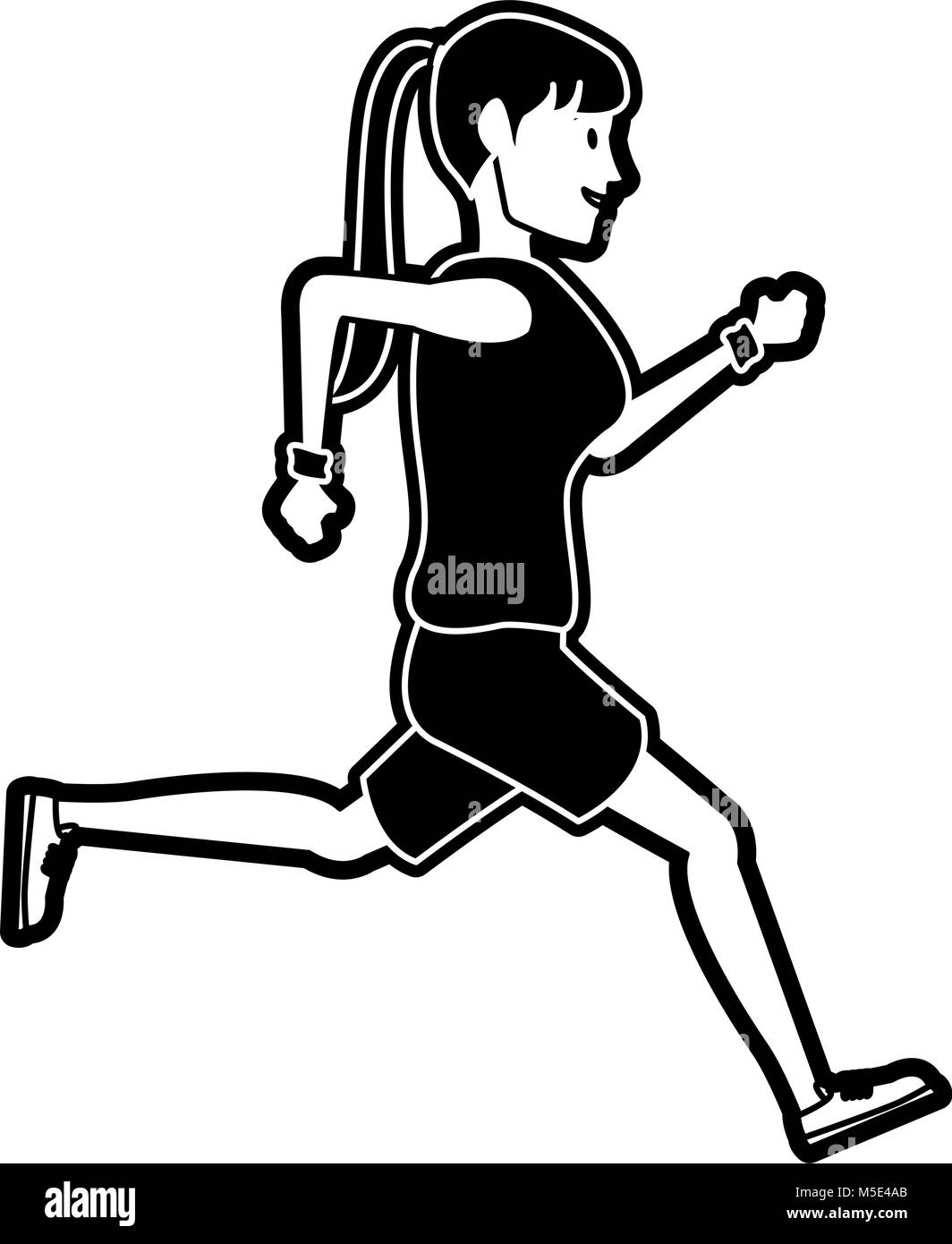 Female marathon winner running Black and White Stock Photos & Images ...