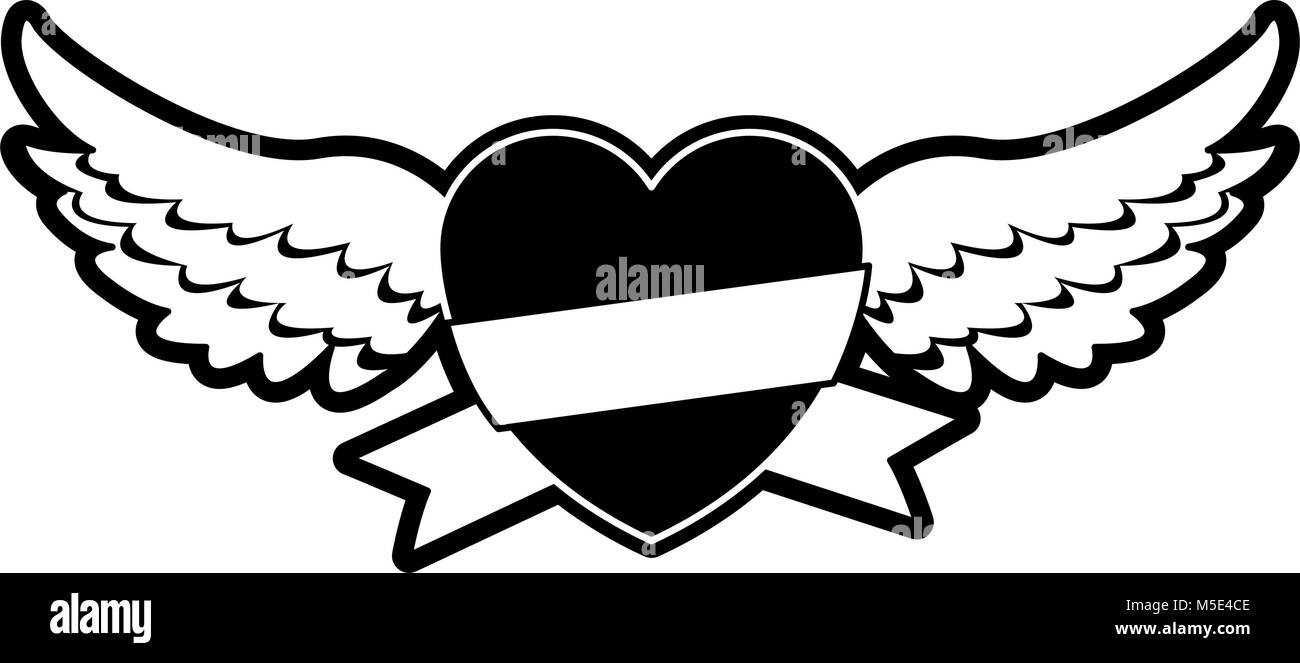 Heart with wings and ribbon banner Stock Vector Image & Art - Alamy