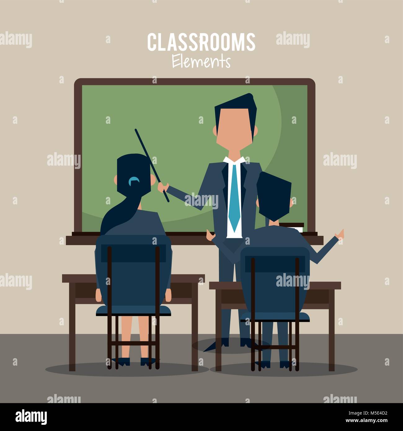 Elementary students together classroom Stock Vector Images - Alamy