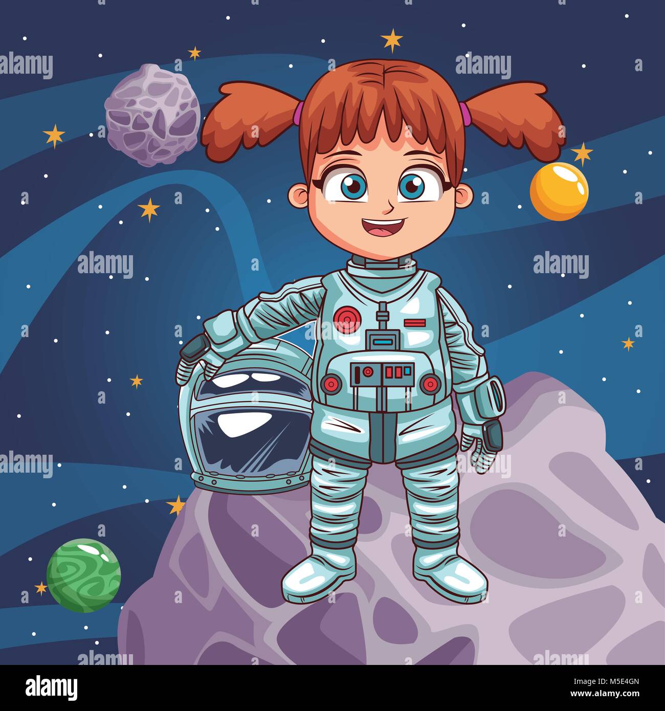 Astronaut girl in the space Stock Vector Image & Art - Alamy