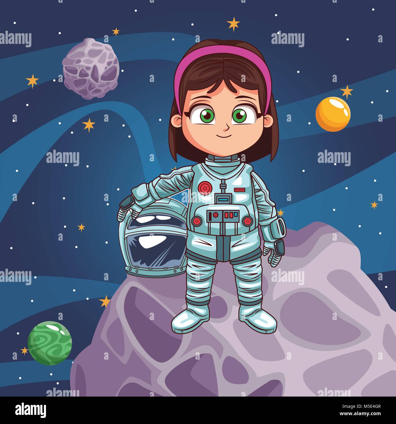 Astronaut girl in the space Stock Vector Image & Art - Alamy
