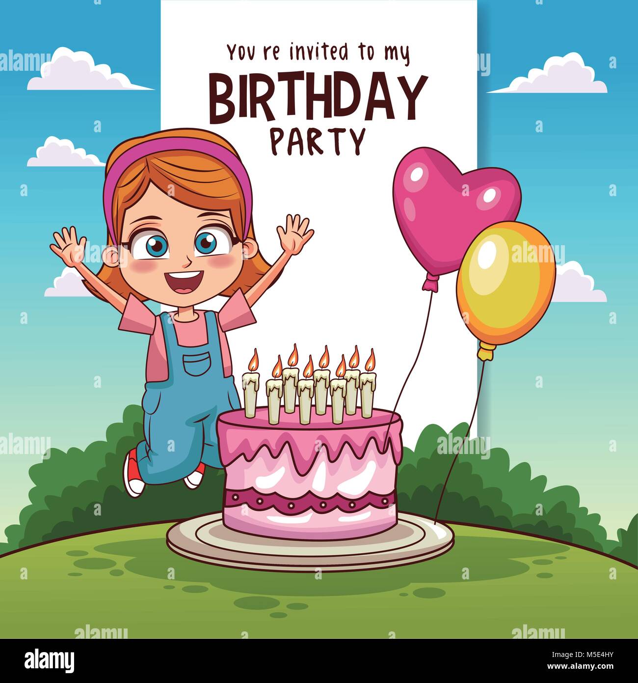 Kids birthday party card invitation Stock Vector Image & Art - Alamy