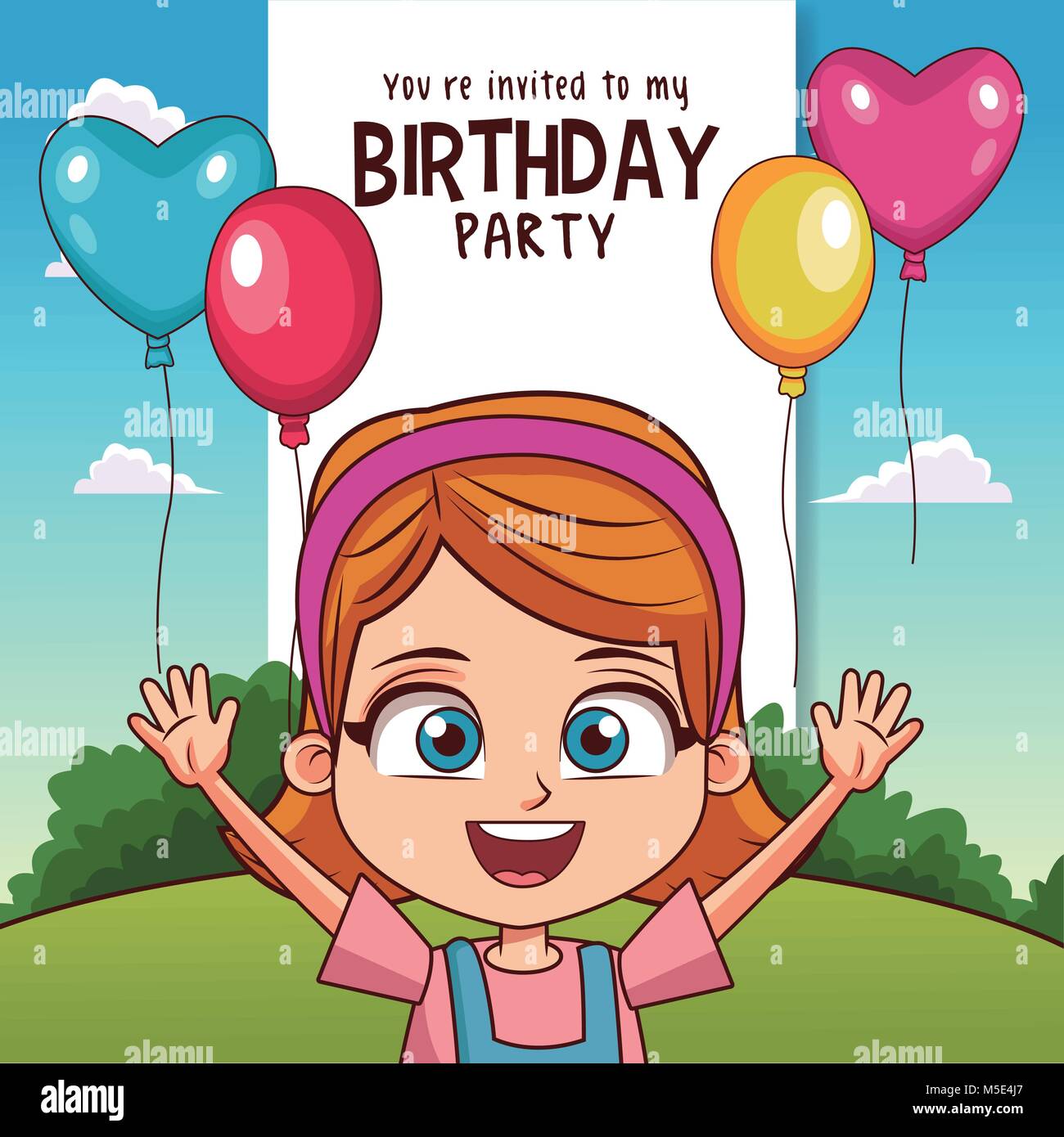 Kids birthday party card invitation Stock Vector Image & Art - Alamy
