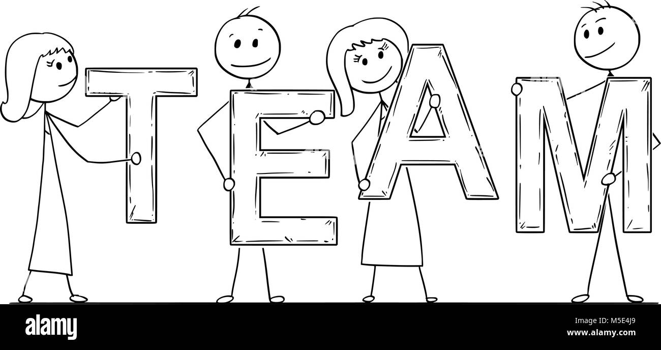 Cartoon of Business People Holding Word Team Stock Vector Image & Art ...