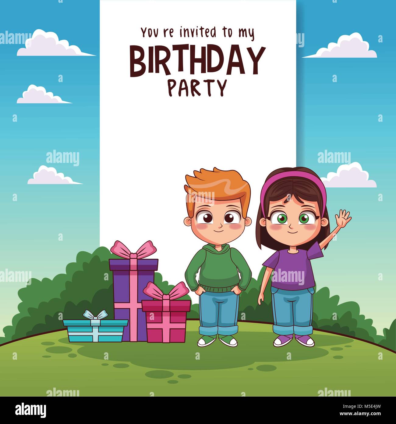 Kids birthday party card invitation Stock Vector Image & Art - Alamy