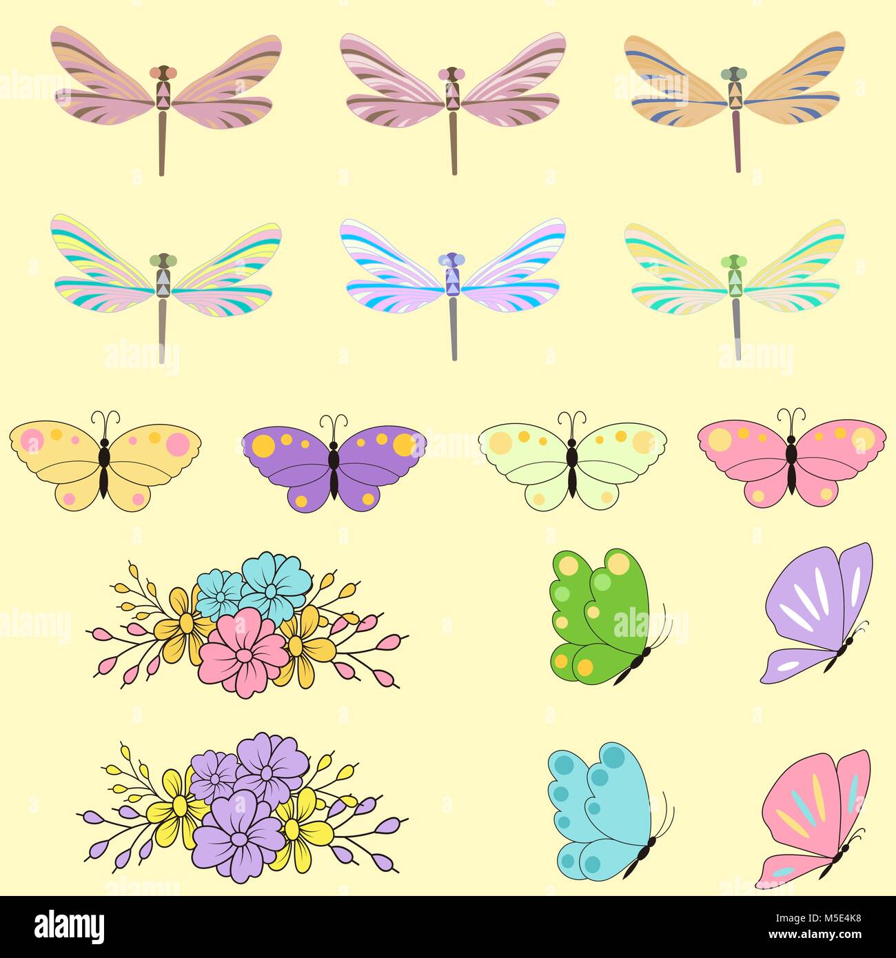 Springtime background flowers butterflies Stock Vector Images - Alamy