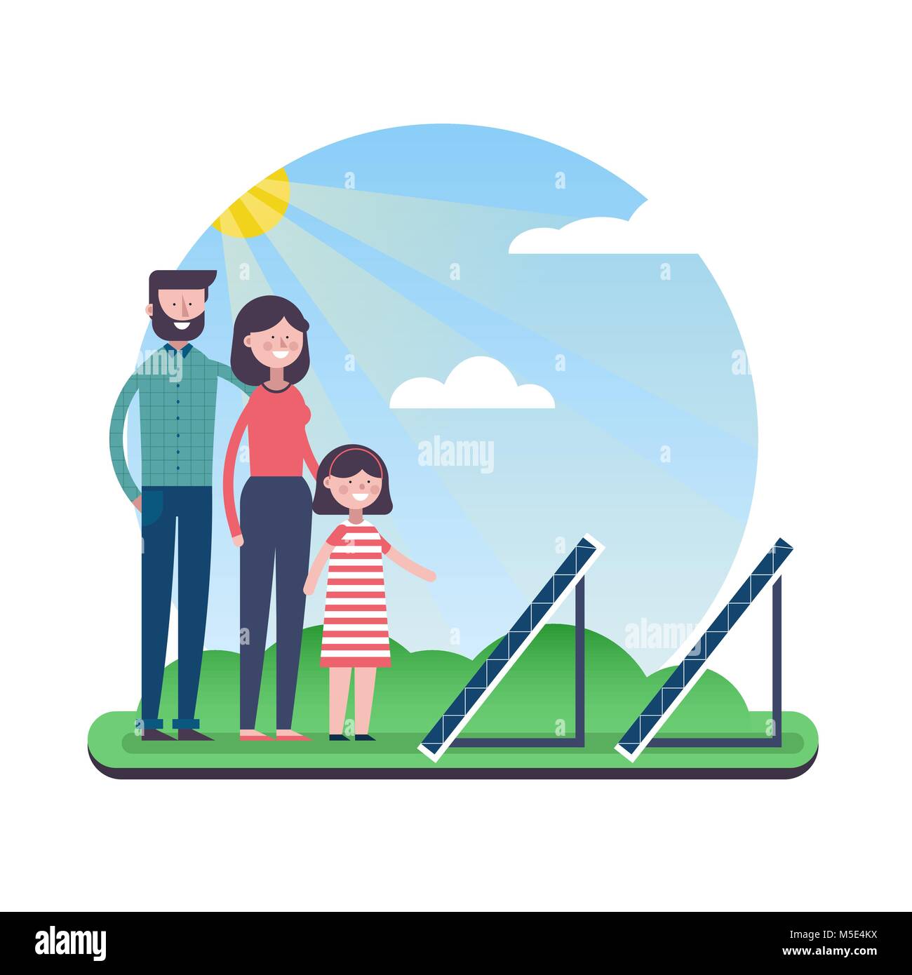 Happy family solar panels Stock Vector Images - Alamy