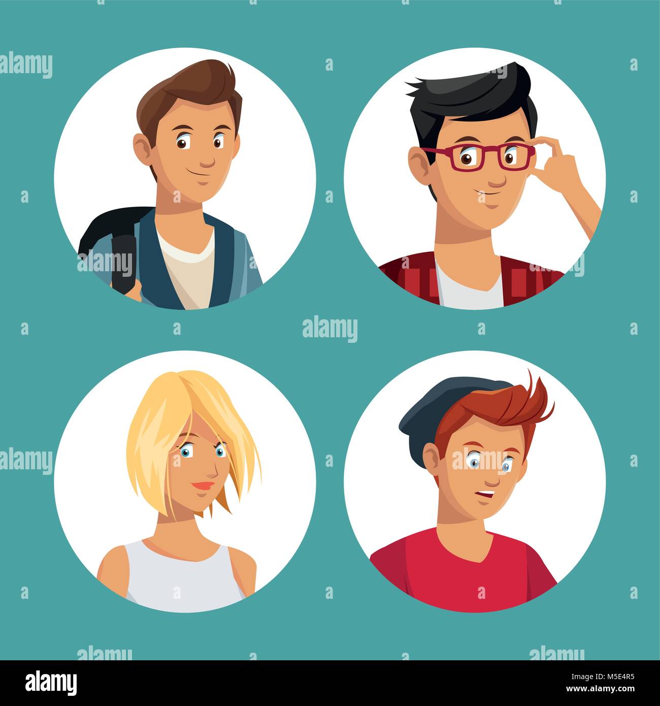 Young people round icons hi-res stock photography and images - Alamy