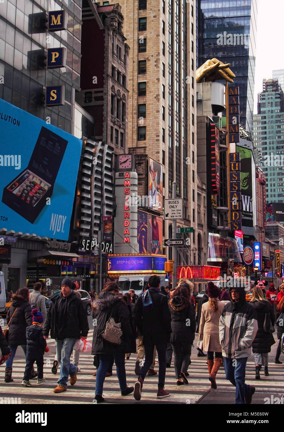 New York , New York, USA. Febuary 1, 2018. View of Times Square on a ...