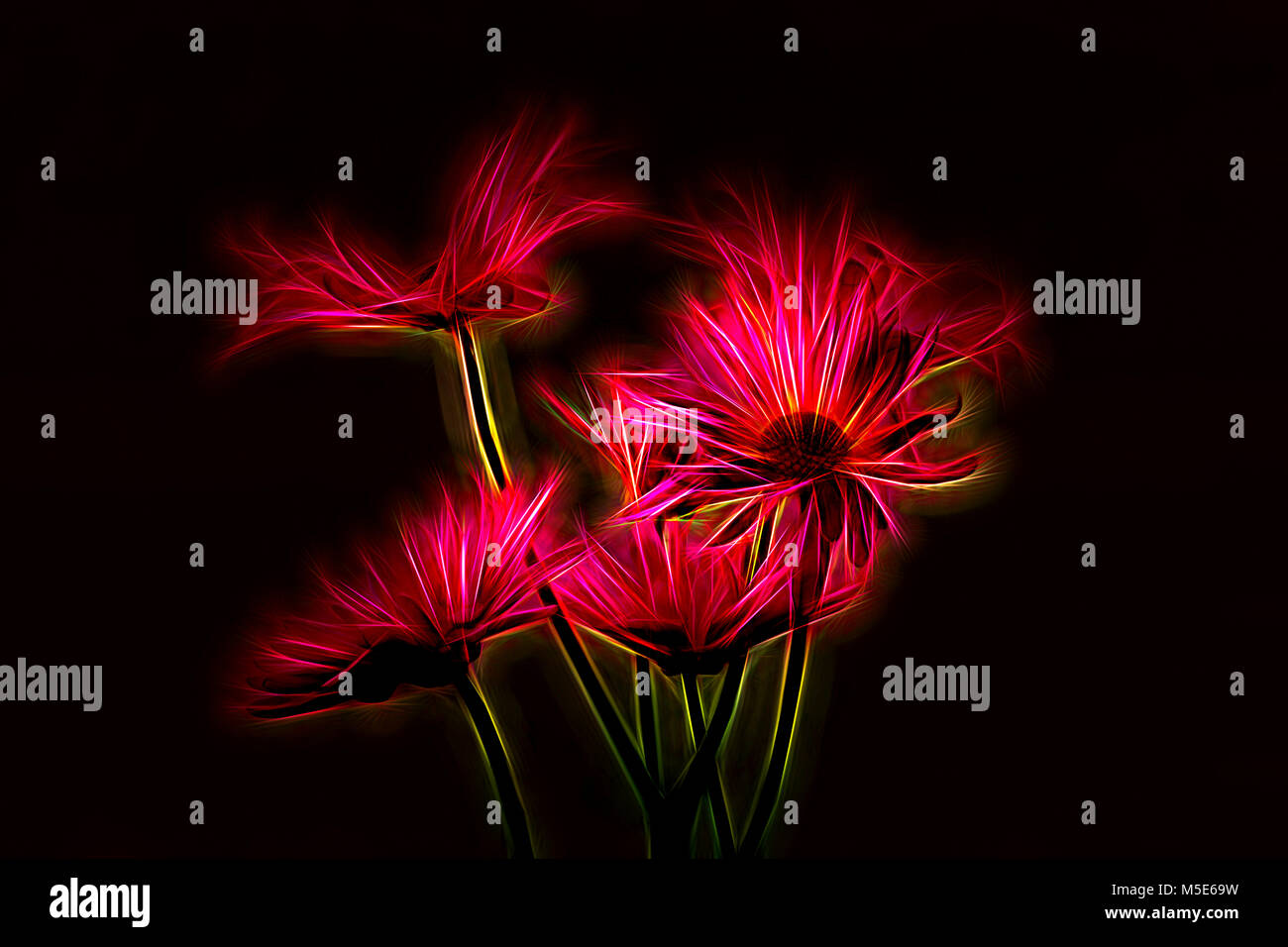 Abstract neon glowing flowers Stock Photo - Alamy