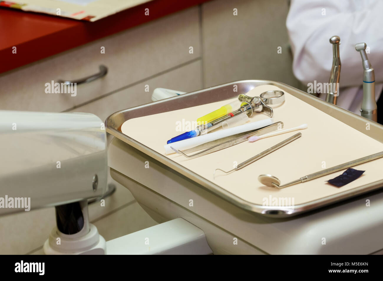 Different dental instruments and tools in a dentists office Stock Photo ...