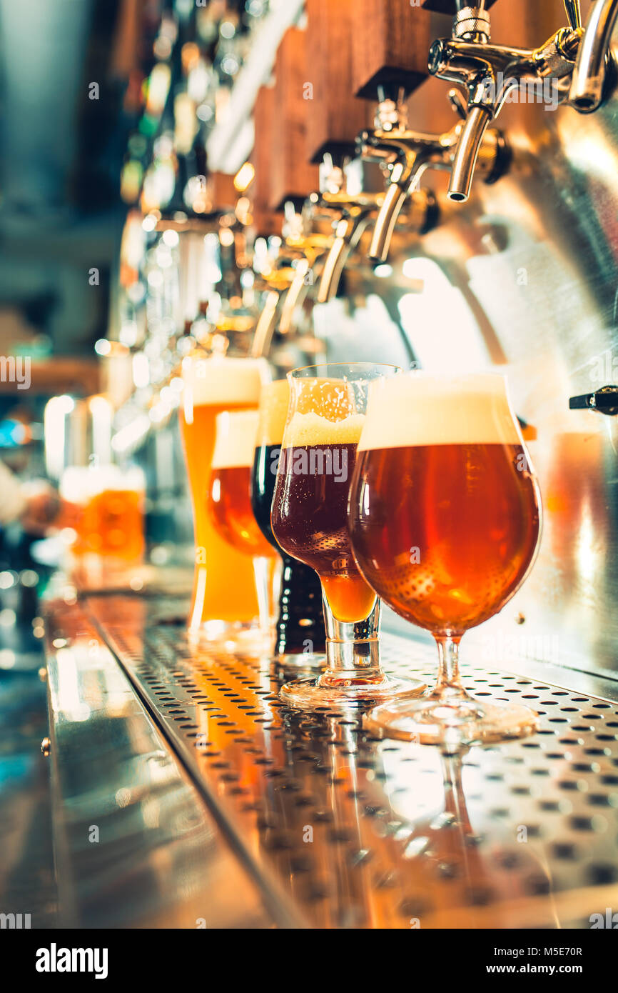 Beer taps in a pub Stock Photo - Alamy