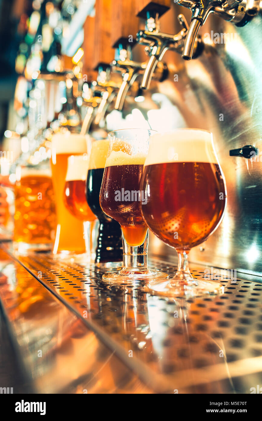 Beer taps in a pub Stock Photo - Alamy