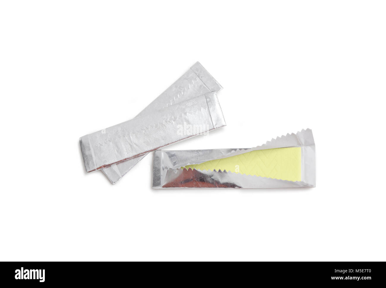 Chewing gum plate wrapped in foil isolated on white background Stock ...