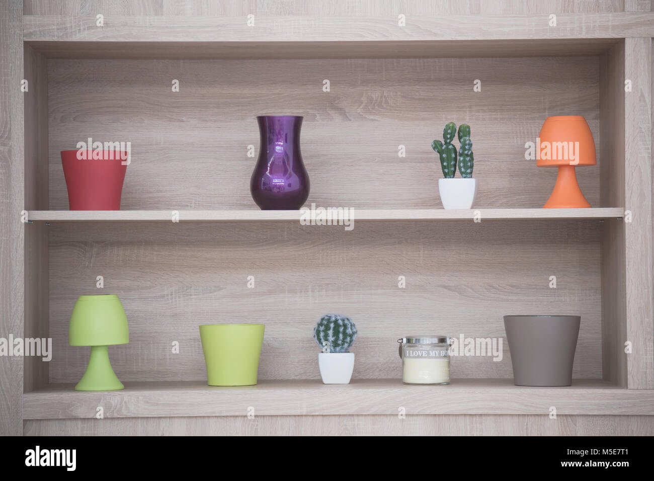 Home decoration on shelf. Modern home design concept Stock Photo - Alamy