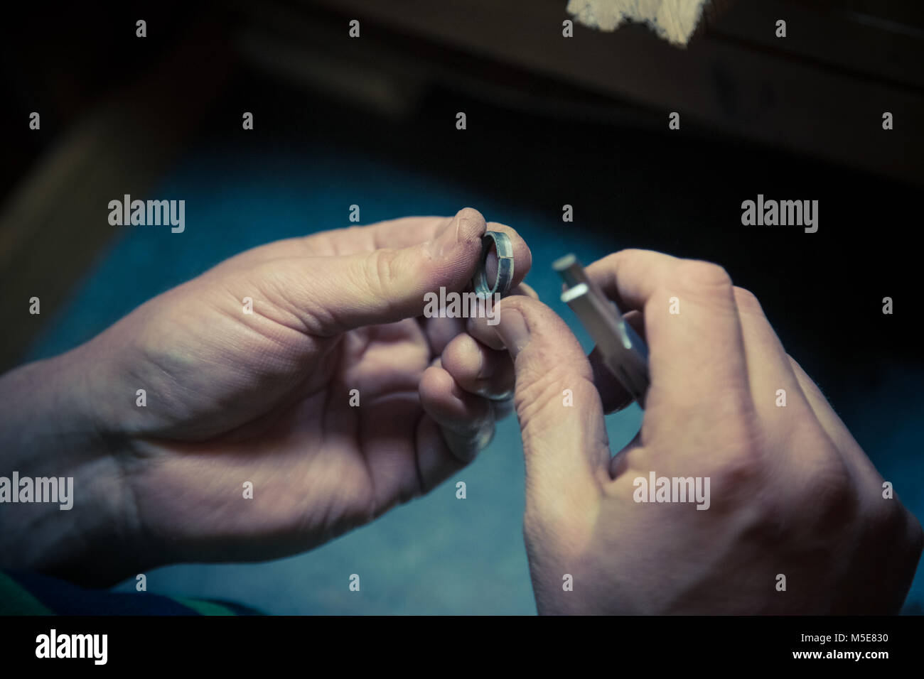 Process of wedding ring crafting Stock Photo - Alamy