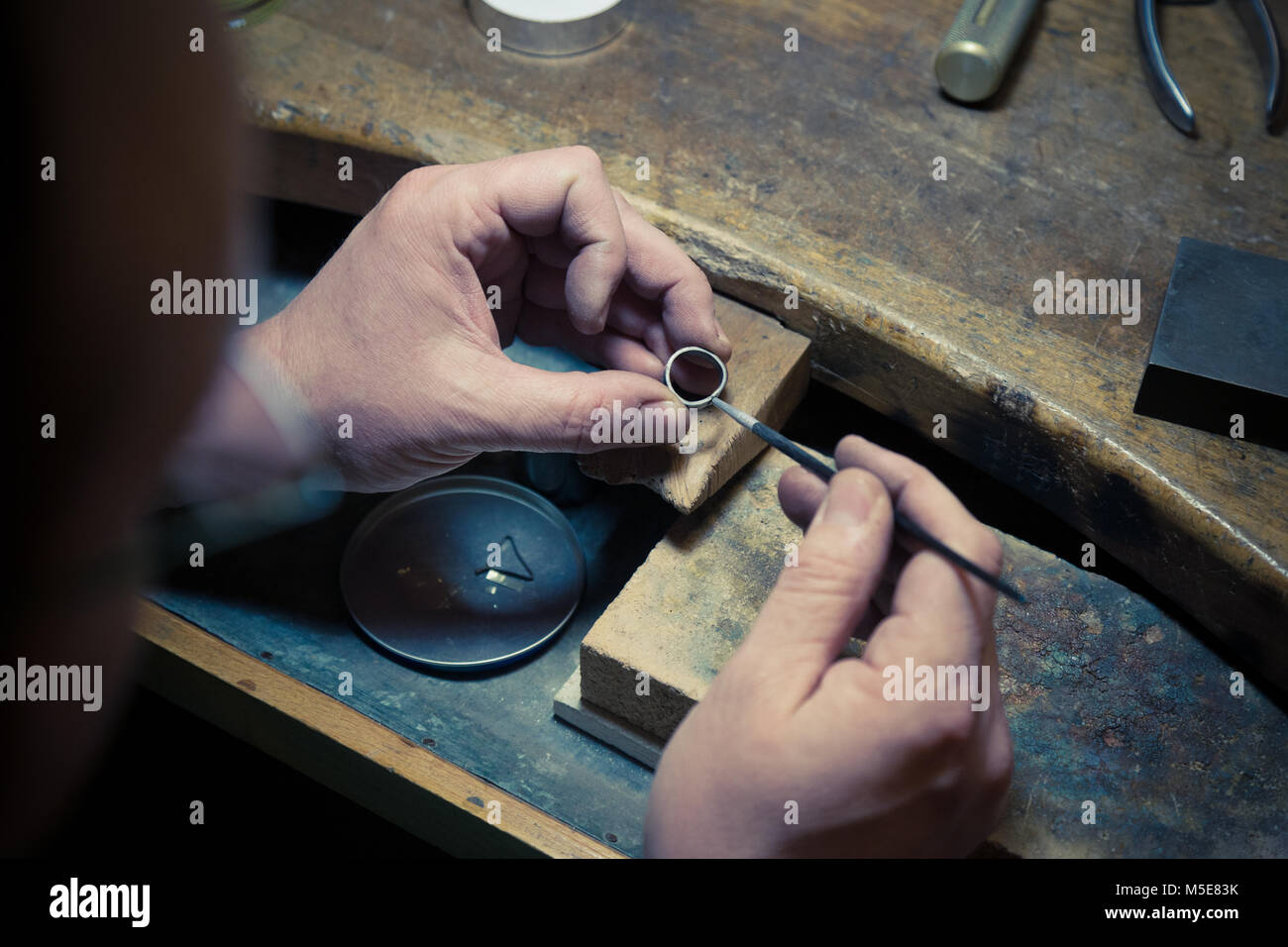 Process of wedding ring crafting Stock Photo - Alamy