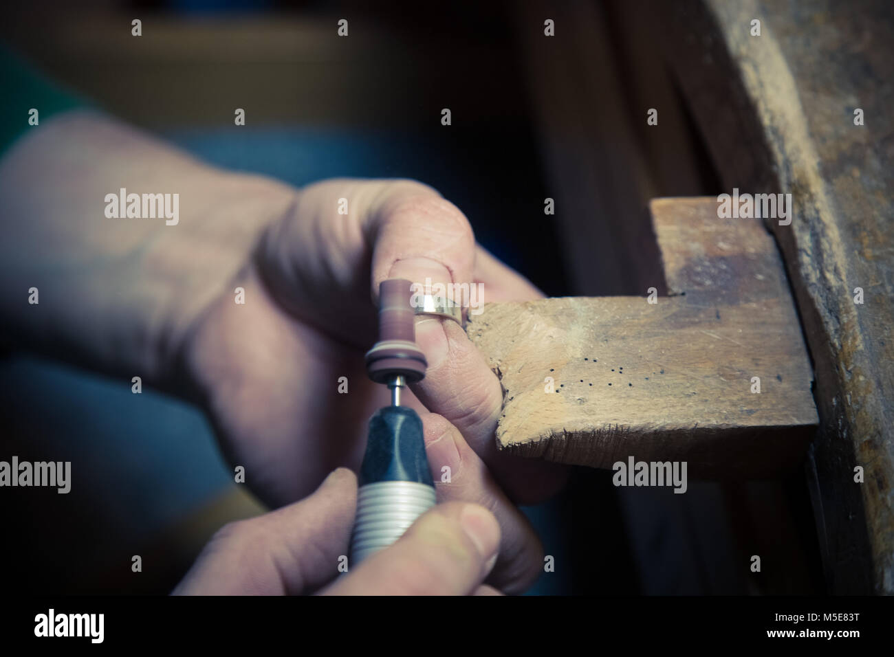 Process of wedding ring crafting Stock Photo - Alamy