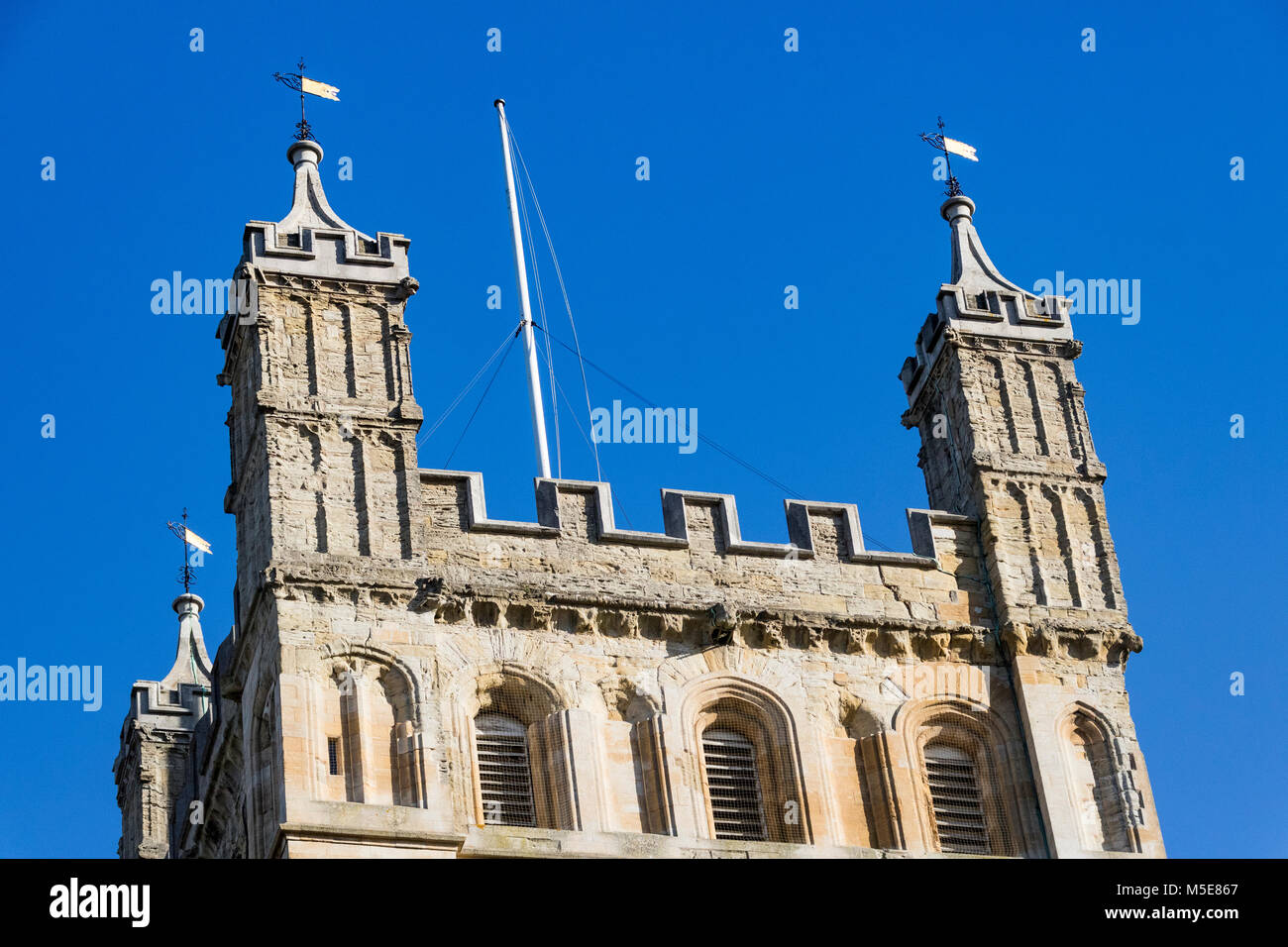 North Tower, Exterior Detail; Exeter Cathedral, Exeter, Devon, England ...
