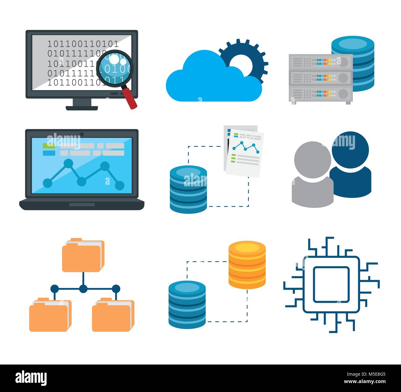 Big data center flat icons Cut Out Stock Images & Pictures - Alamy