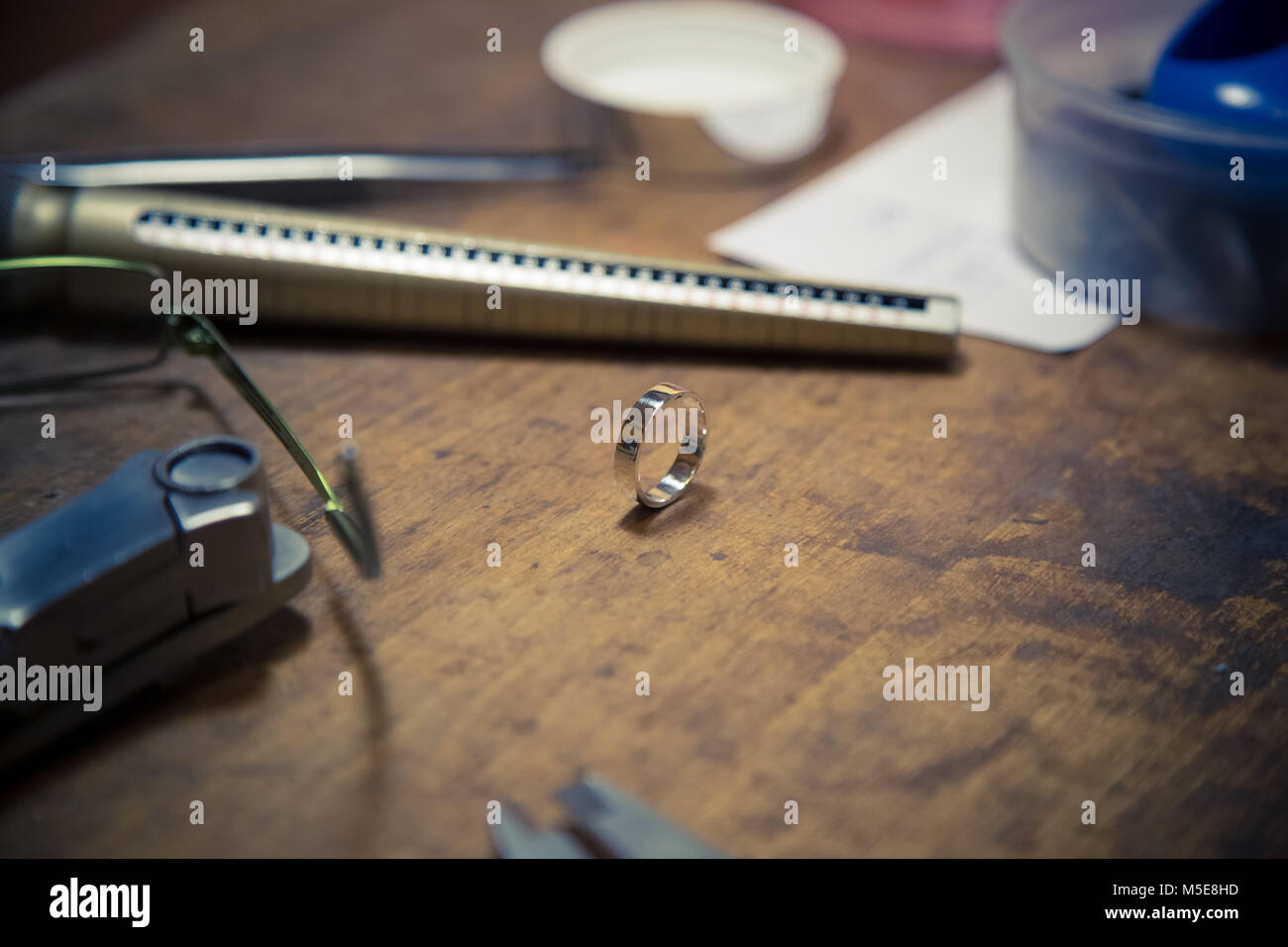 Process of wedding ring crafting Stock Photo - Alamy