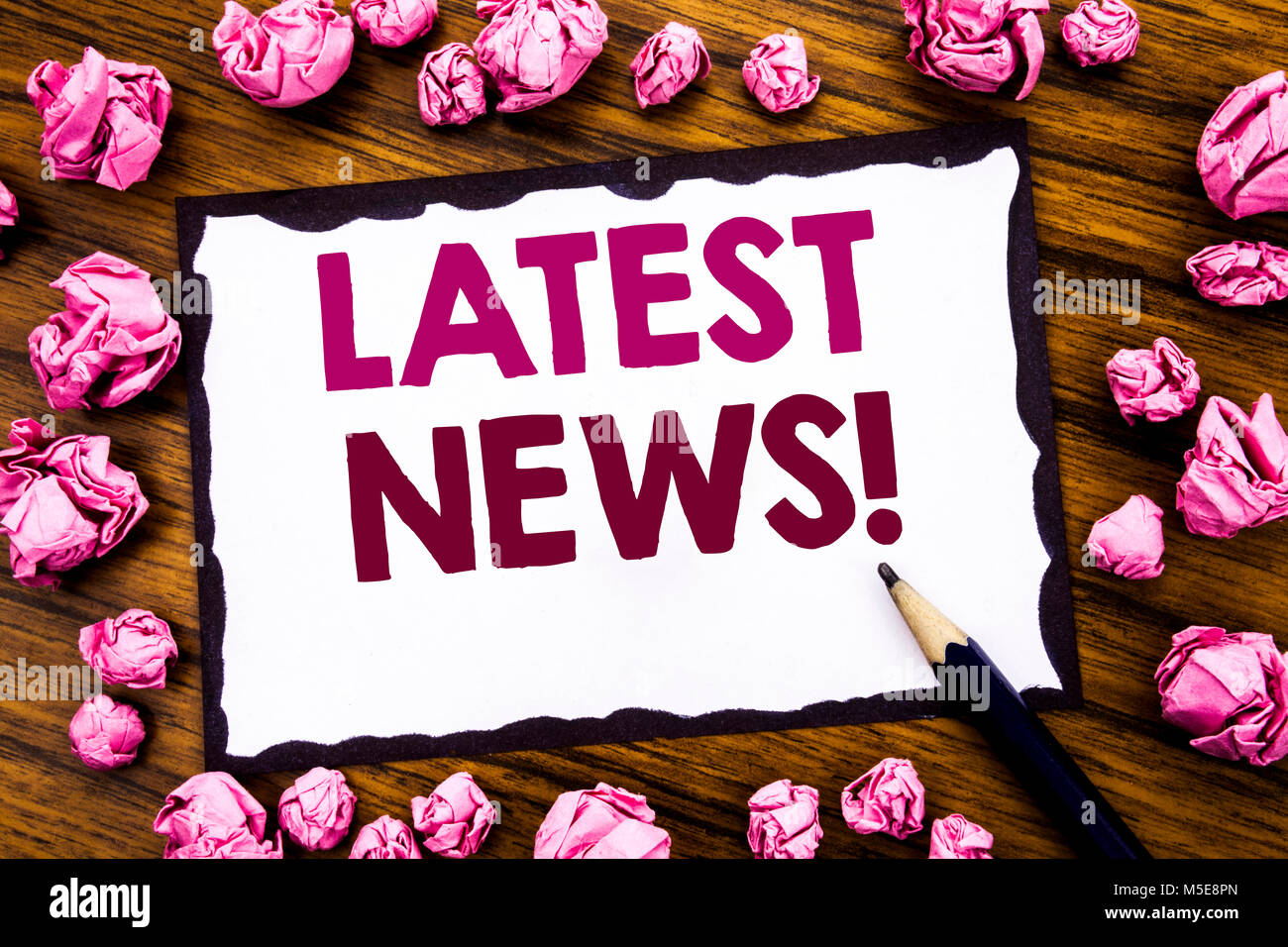 Hand writing text caption inspiration showing Latest News. Business ...