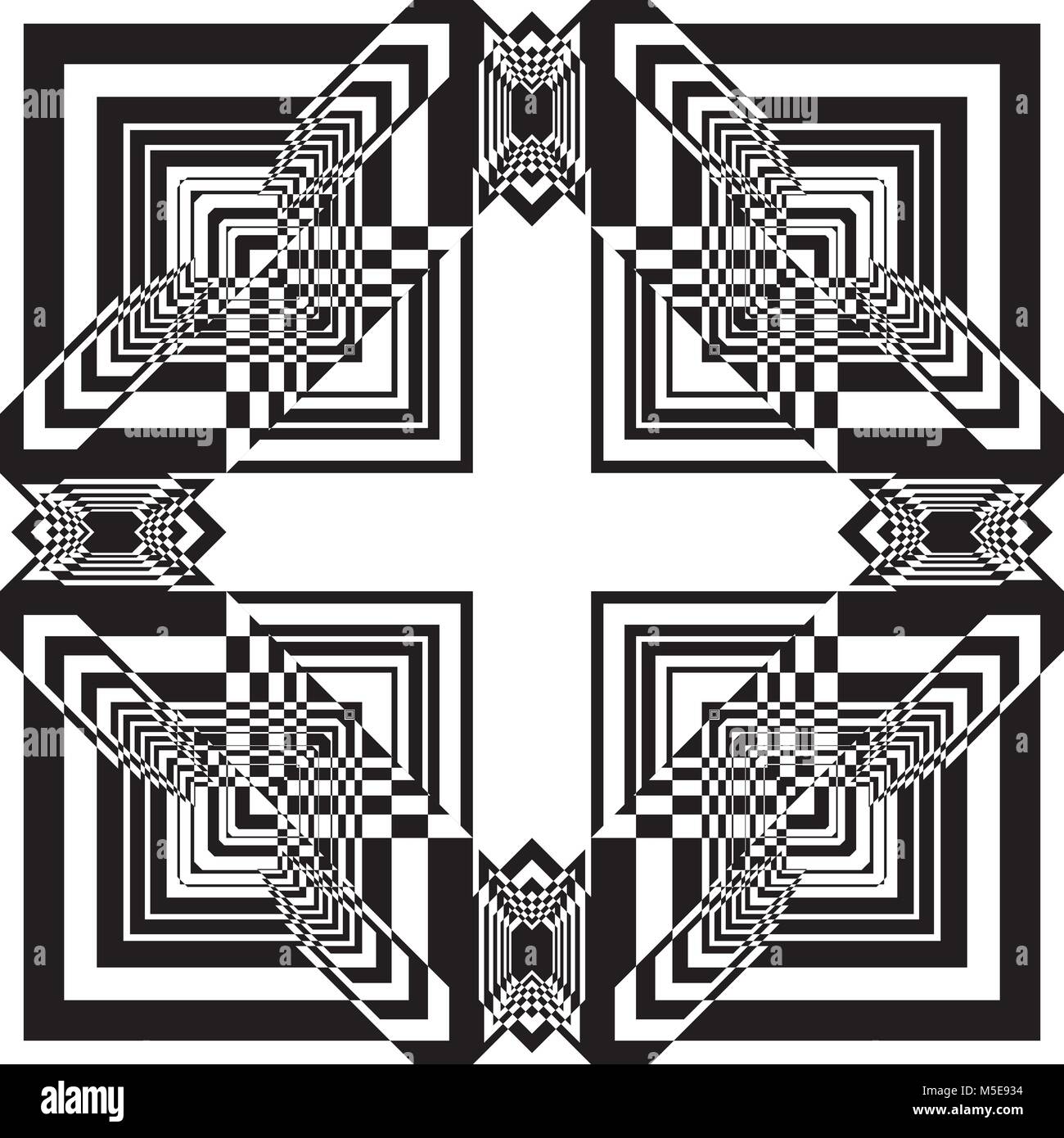 Cross arabesque descending squares intersections black on transparent ...