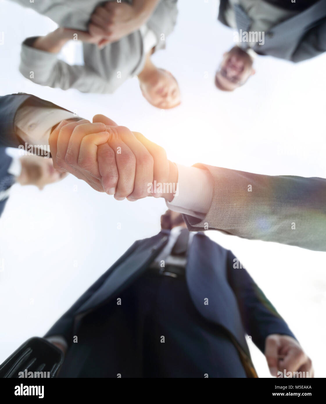 bottom view.business handshake Stock Photo - Alamy