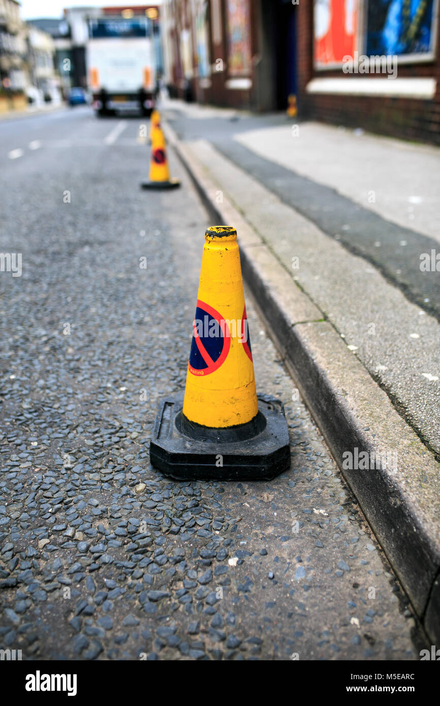 no parking cone signal in the street Stock Photo - Alamy