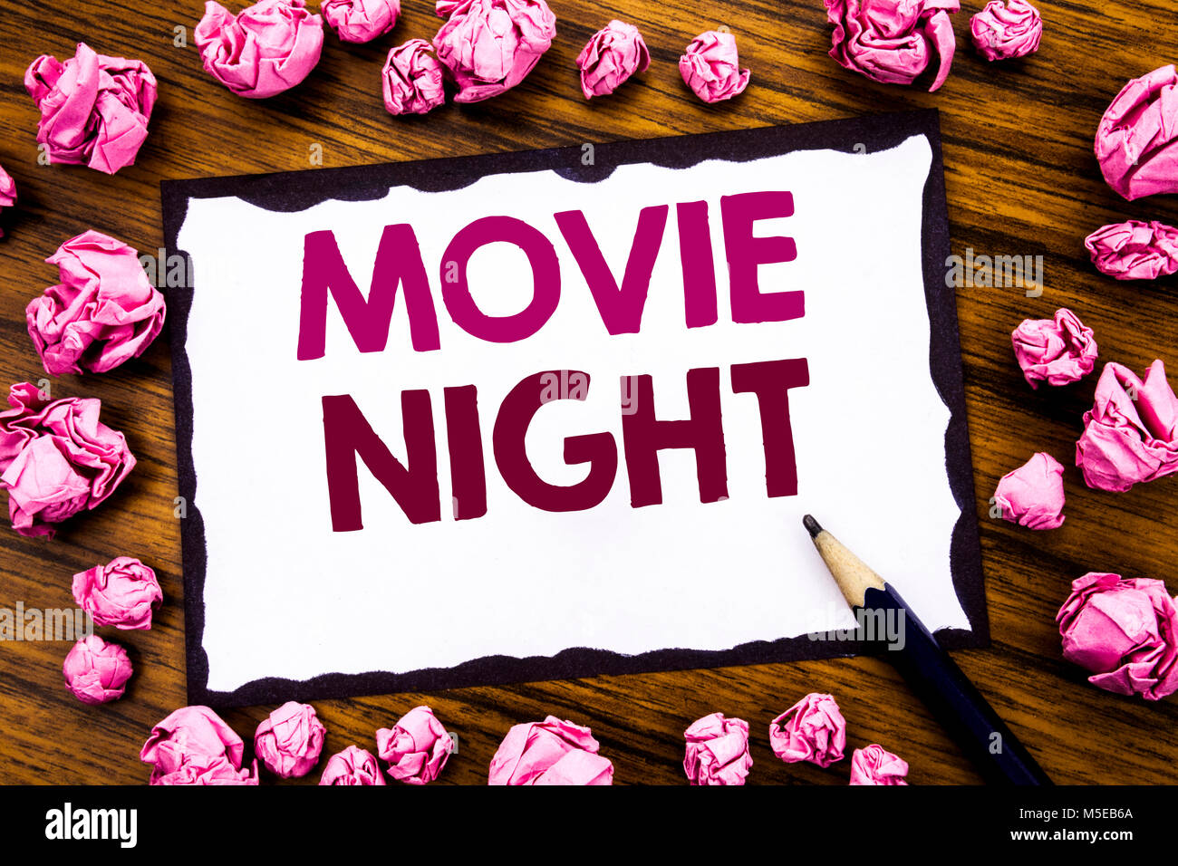 Hand writing text caption inspiration showing Movie Night. Business ...