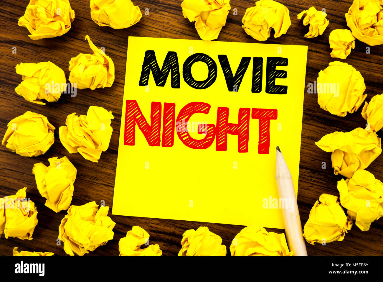 Writing text showing Movie Night. Business concept for Wathing Movies ...