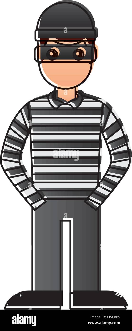 hacker male character with mask and striped shirt Stock Vector Image ...