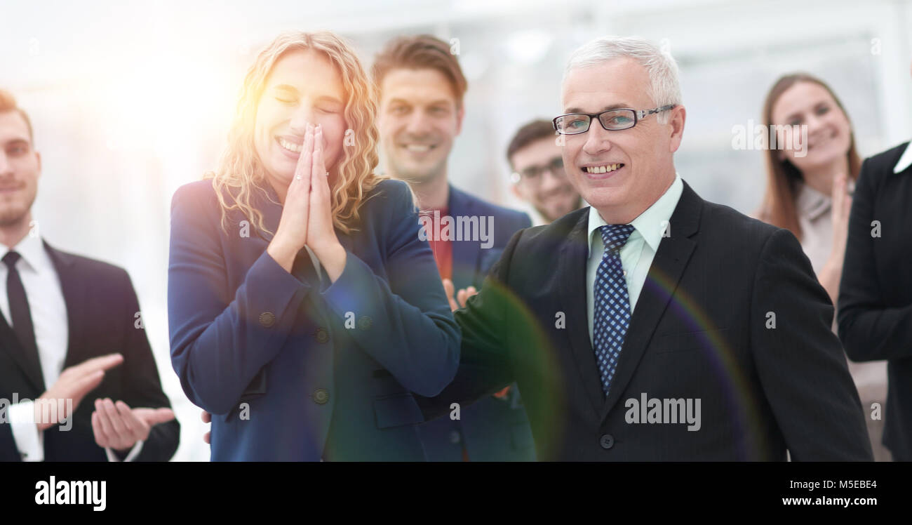 happy business woman and senior business partner Stock Photo - Alamy