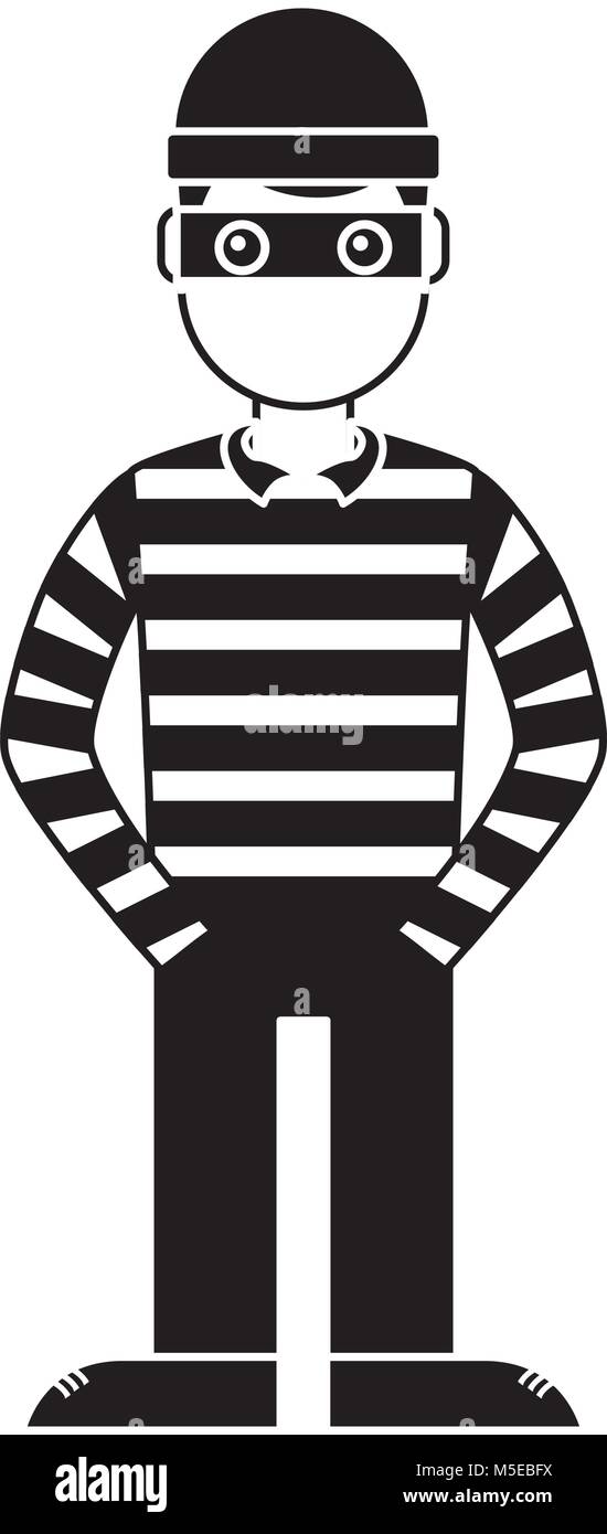 hacker male character with mask and striped shirt Stock Vector Image ...