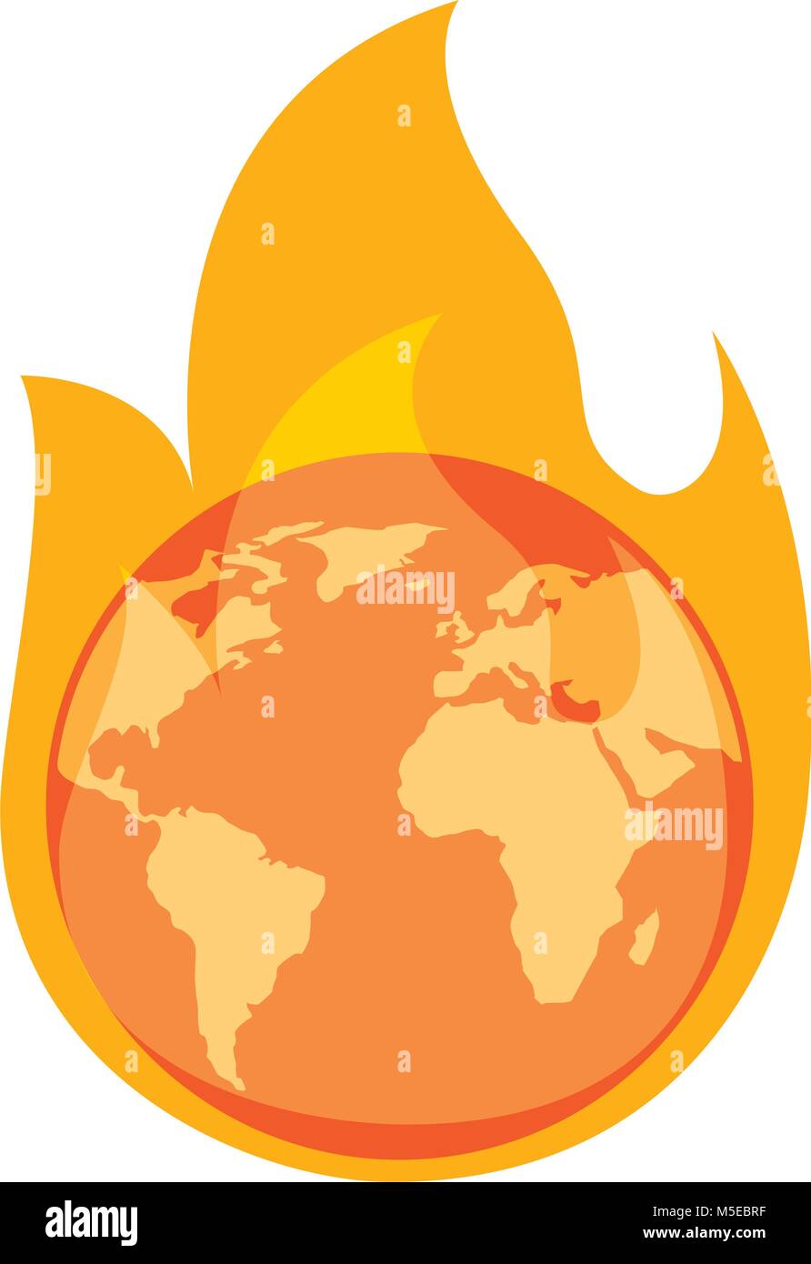 earth on fire planet is burning disaster warning Stock Vector Image ...