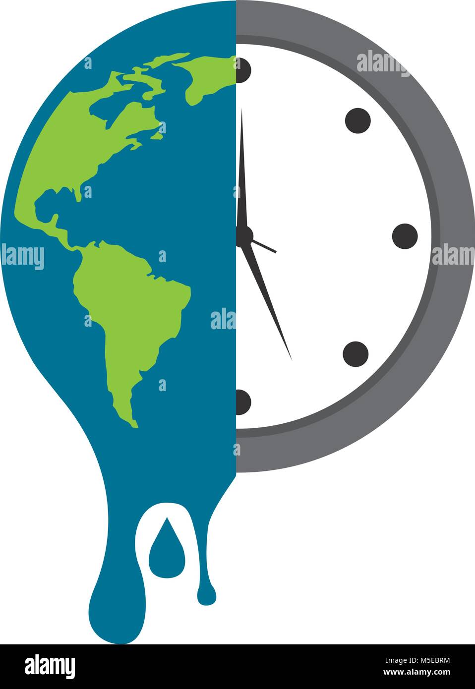melting earth planet and clock time environment Stock Vector Image ...