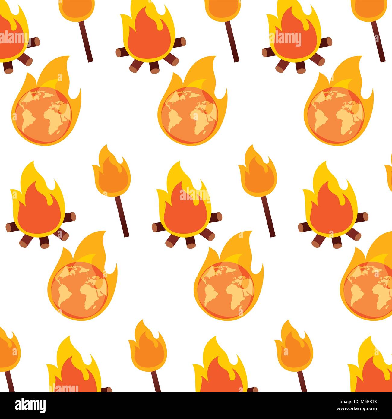 burning earth globe bonfire flame disaster pattern image Stock Vector ...