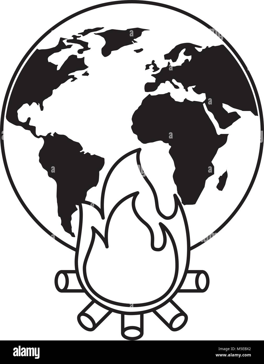 earth world globe with fire burning for climate change disasters Stock ...