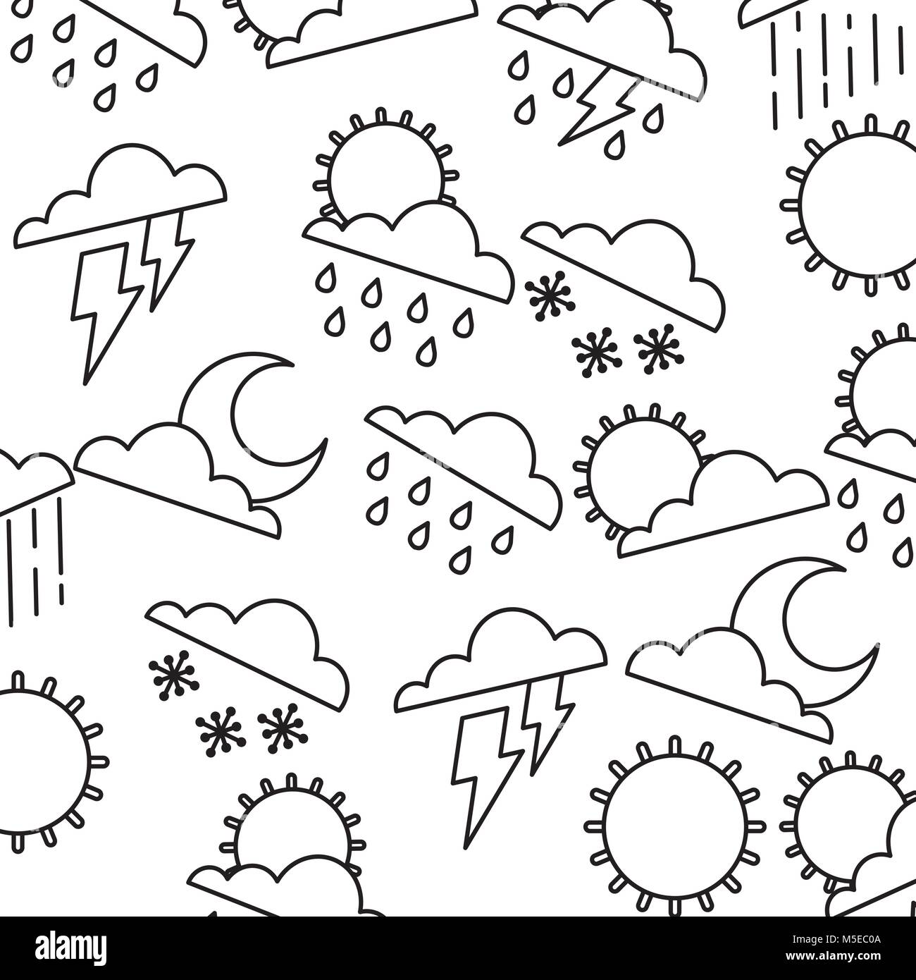 weather clouds sun moon storm lightning rain drops background Stock ...