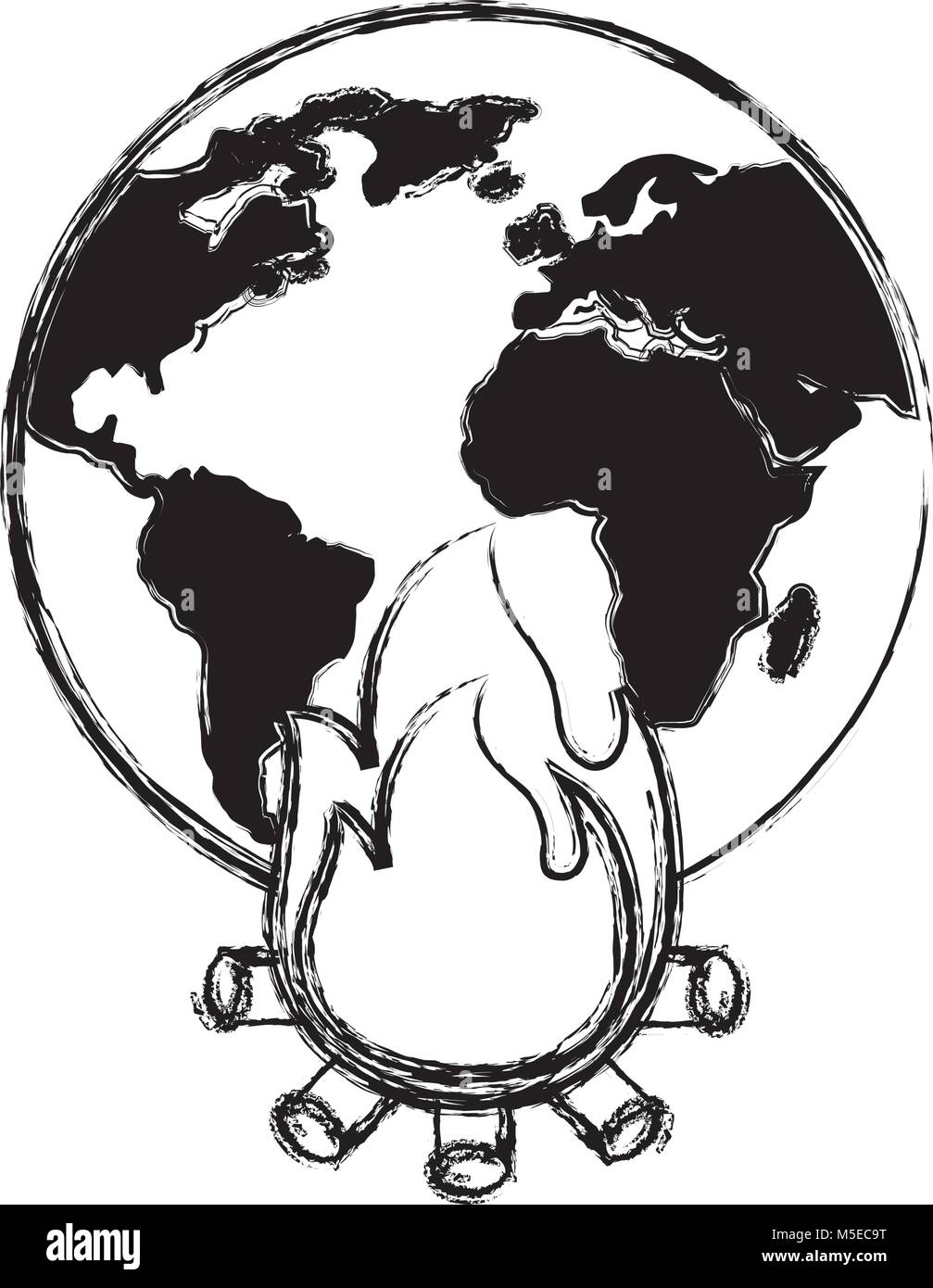 earth world globe with fire burning for climate change disasters Stock ...