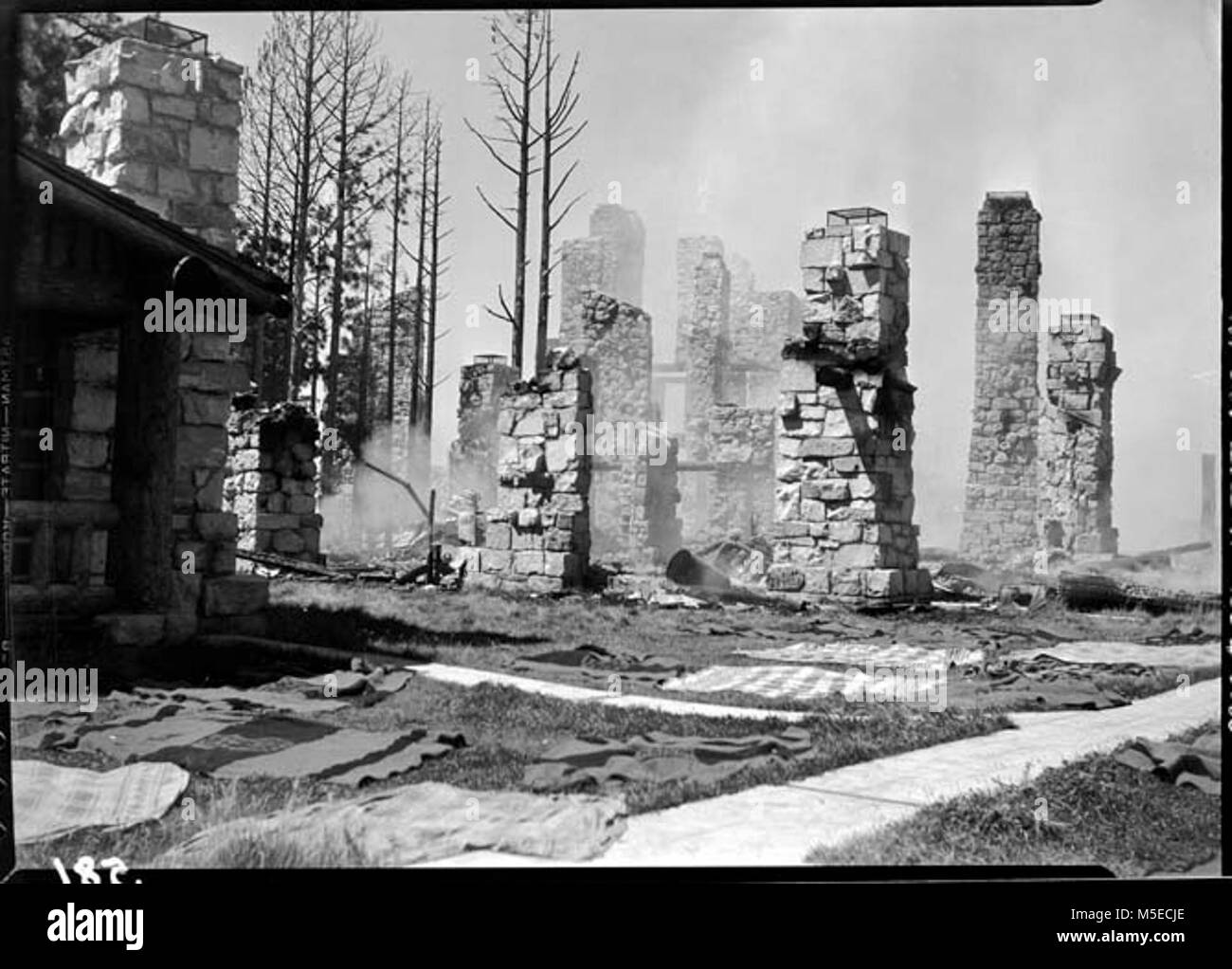 Grand Canyon Historic Nor Rim Lodge Foundation after Fire RUINS OF ...