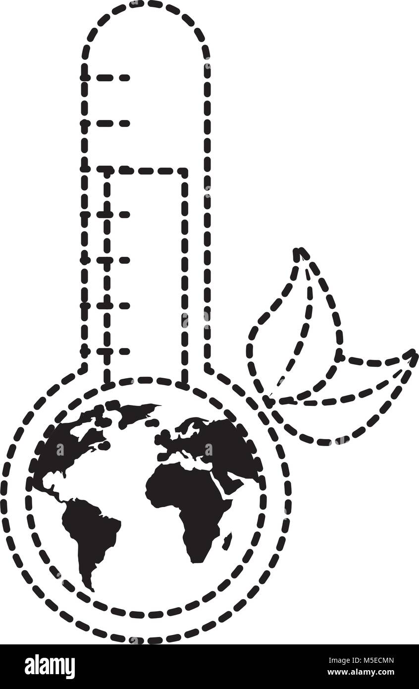 earth planet inside thermometer leaves environment warning symbol Stock ...