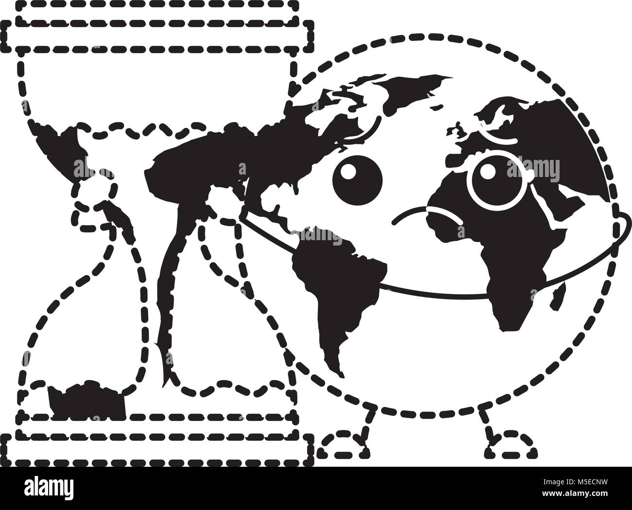 cartoon sad earth planet embrace hourglass clock Stock Vector Image ...