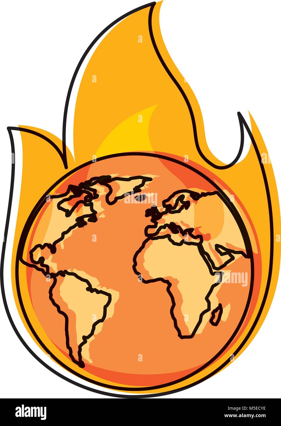 earth on fire planet is burning disaster warning Stock Vector Image ...