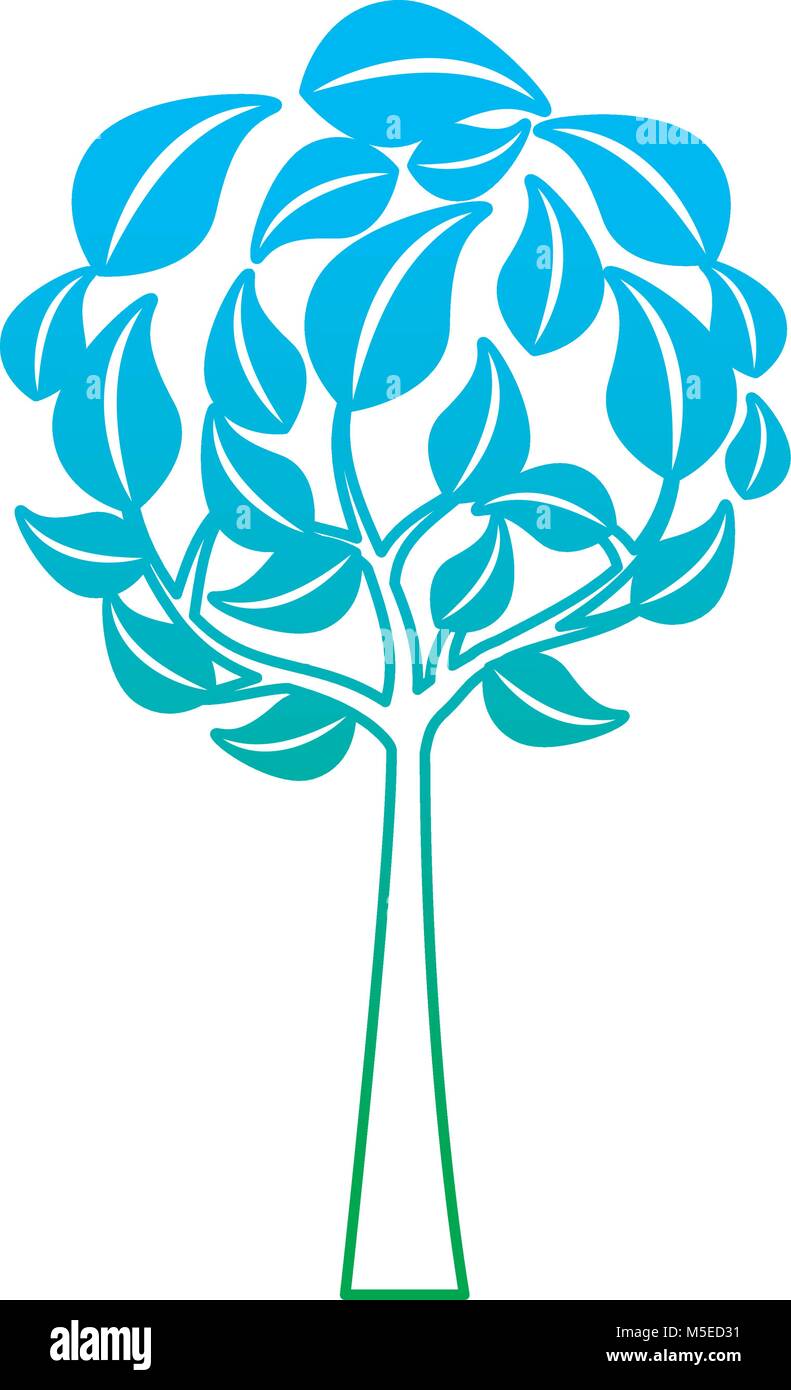 eco round tree leaves branches environment symbol vector illustration ...