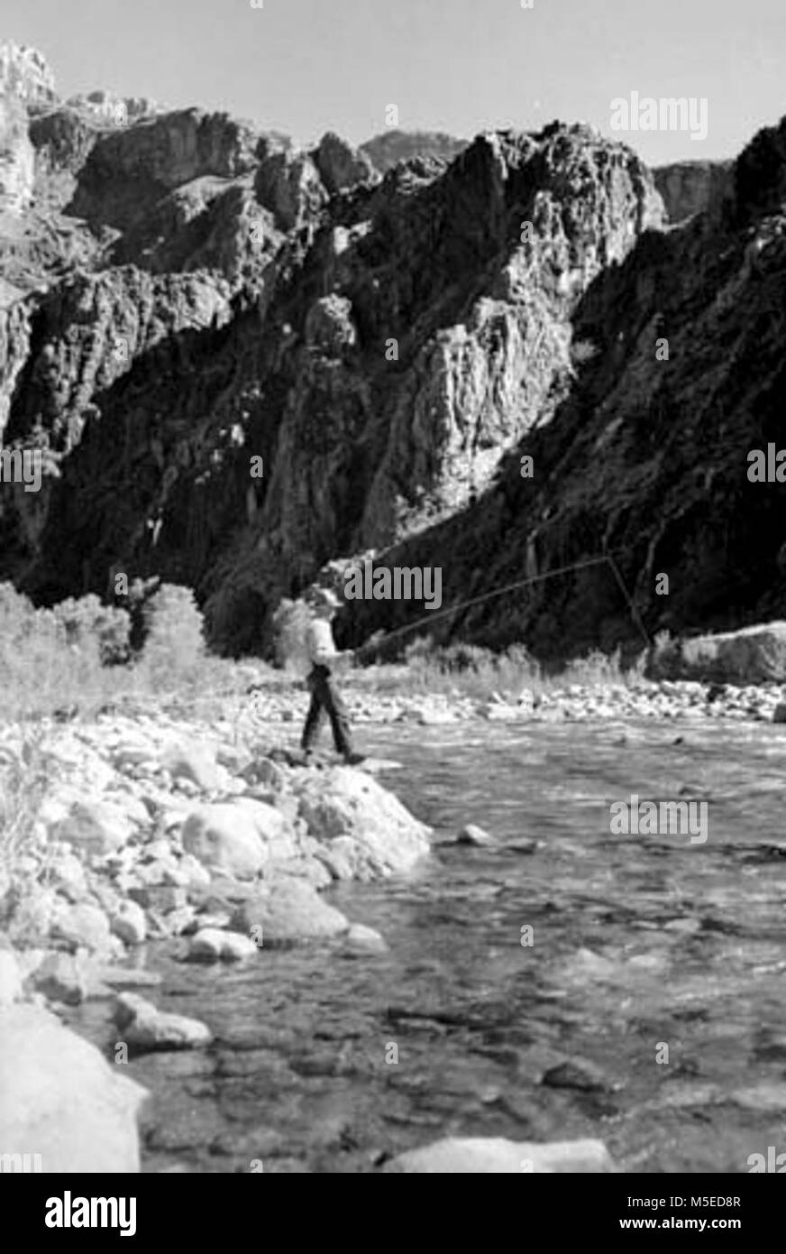 Grand Canyon Historic - Fishing on Bright Angel Creek VIEW SOUTH ALONG ...
