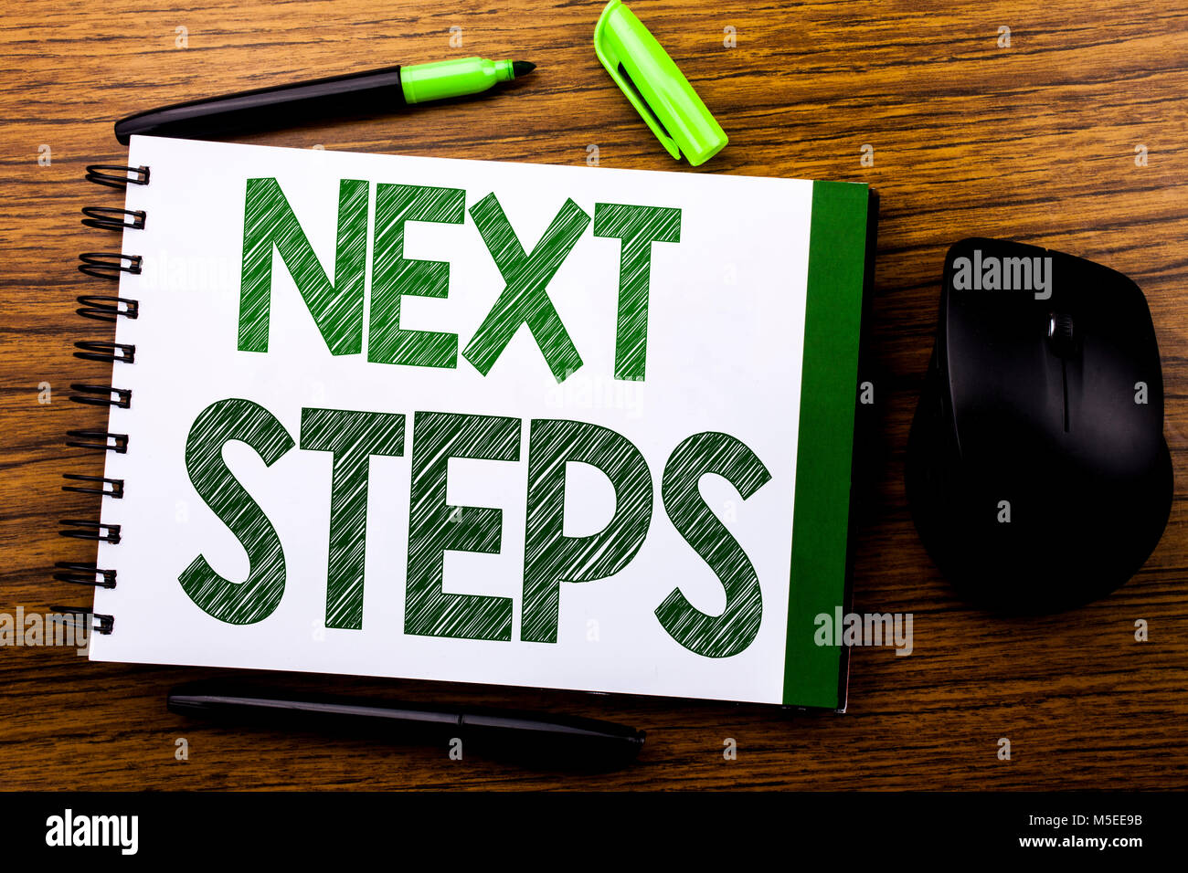 Handwriting Announcement text showing Next Steps. Business concept for ...