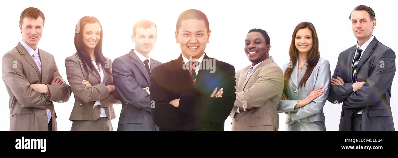 businessman standing in front of his business team Stock Photo - Alamy