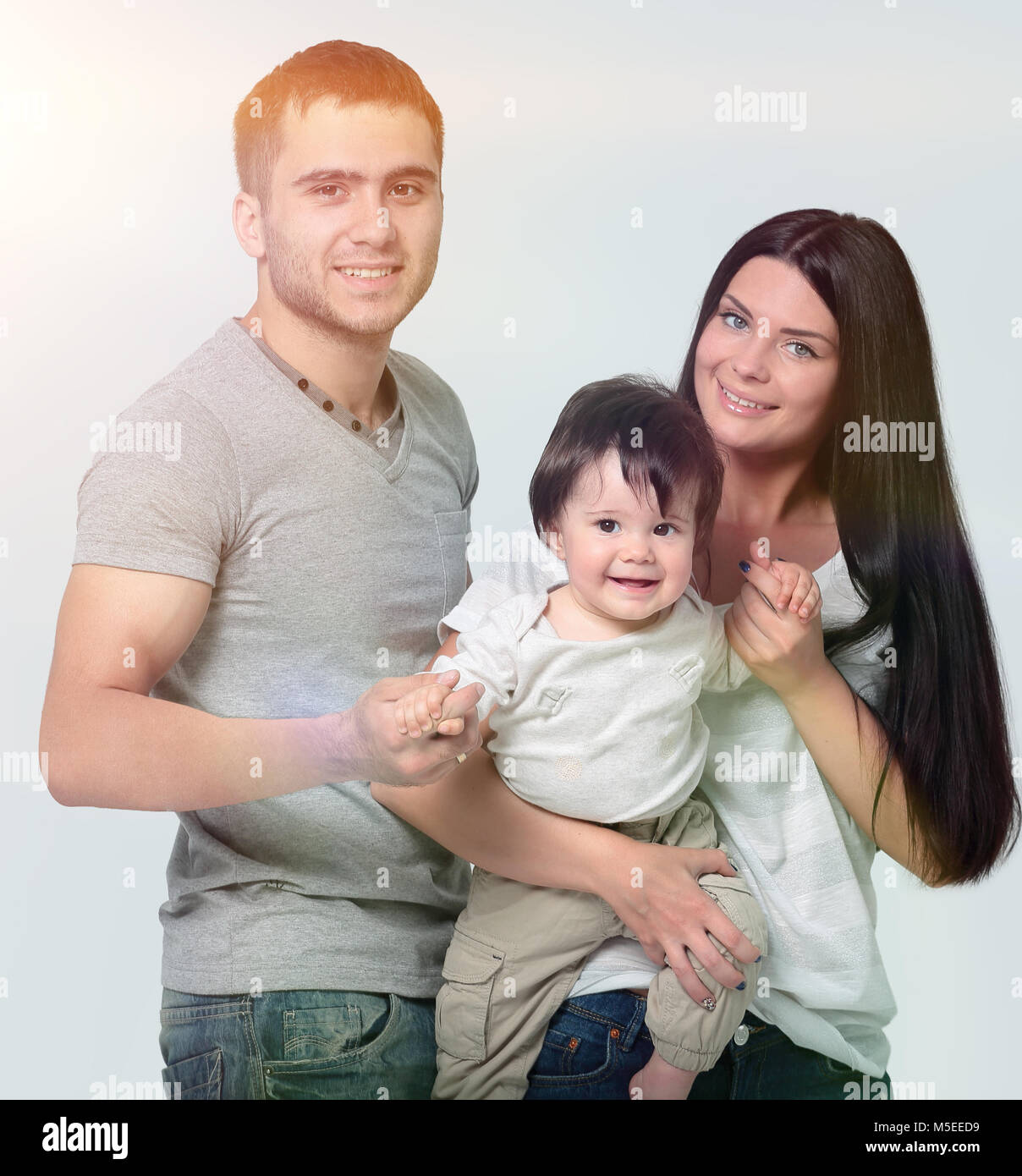 happy smiling family isolated on white background Stock Photo - Alamy